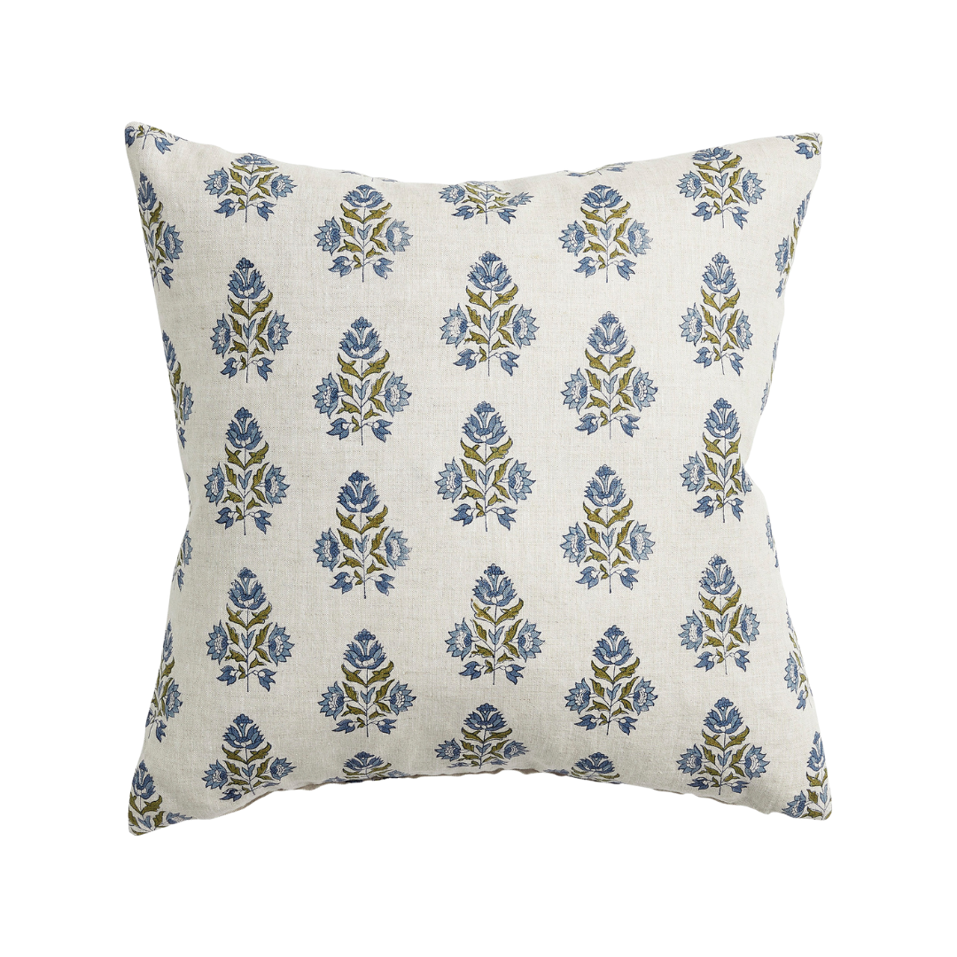 Ankara Moss Azure Linen Cushion